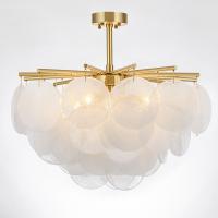 China White Frosted Glass Disk Chandelier Glass Pendant Lamps E27 60w For Kitchen ODM for sale
