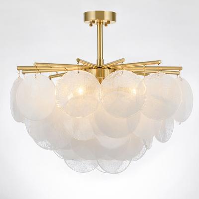 China White Frosted Glass Disk Chandelier Glass Pendant Lamps E27 60w For Kitchen ODM for sale
