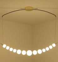 China Linear Glass Pendant Lamps 32W 3000K Warm Light White Glass Ball Custom Pendant Light for sale