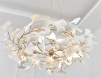 China Creative Ceramic Ginkgo Leaf Chandelier Ceiling Light Adjusted Hanging Wire for sale