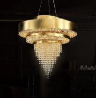 China Metal Transparent Crystal Custom Pendant Lights For Hotel And Banquet Hall for sale