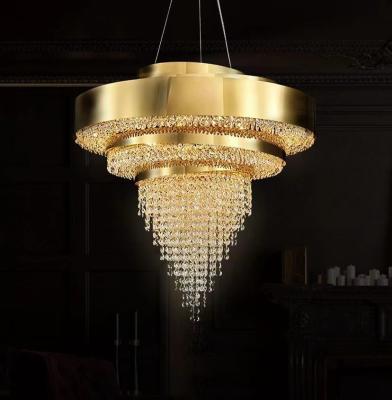 China Metal Transparent Crystal Custom Pendant Lights For Hotel And Banquet Hall for sale