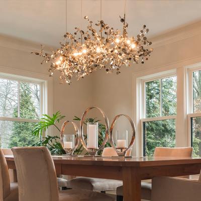 China Shimmer Branching Disc Chrome Chandelier Ceiling Light Customized for sale