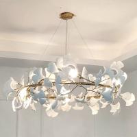 China Ceramic Ginkgo Leaf Pendant Chandelier Lights Adjustable Suspended Line for sale