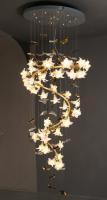 China Glass Flower Pendant Chandelier Lights With Copper Ceramic Stair Hanging Lamp for sale