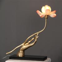 China Electric White Glass LED Household Table Lamp Lotus Flower Shape 110V for sale