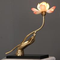 China Electric White Glass LED Household Table Lamp Lotus Flower Shape 110V for sale