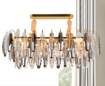 China Customised Crystal Smoke Grey Pendant Light Rustproof For Senior Club for sale