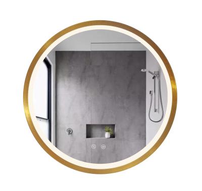 China Elegant Golden Aluminum Frame LED Bathroom Mirror Light Wall Mounted 600*600mm for sale