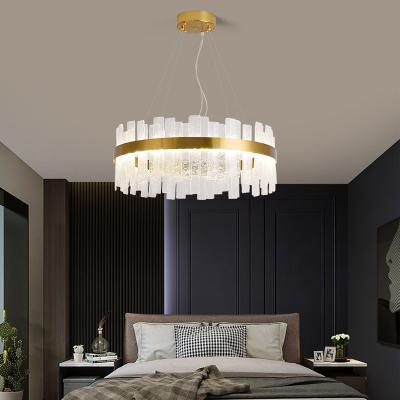China Remote Control Glass Modern Crystal Chandeliers Polished Chrome Finish for sale