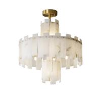 China Iron Scagliola High End Pendant Lights With Marble Lampshade for sale