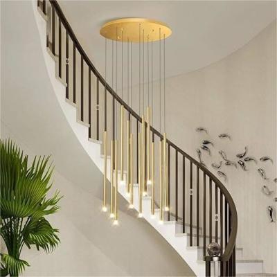 China Commercial Modern LED Long Hanging Chandelier Gold Or Black Finishes for sale