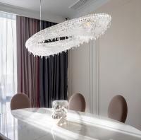 China Oval Crystal Pendant Light For Living Room And Dining Room for sale