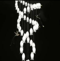 China New Design High Ceiling Decor Luxury Chandeliers Modeling Villa Staircase Ceramic Flower Pendant Light for sale