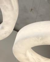 China Nordic Led Modern Ring Spanish Alabaster Stone Brass Pendant Lamp Chandelier For Living Room for sale