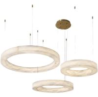 China Nordic Led Modern Ring Spanish Alabaster Stone Brass Pendant Lamp Chandelier For Living Room for sale