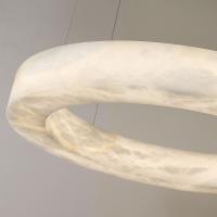 China Nordic Led Modern Ring Spanish Alabaster Stone Brass Pendant Lamp Chandelier For Living Room for sale