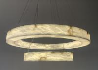 China Nordic Led Modern Ring Spanish Alabaster Stone Brass Pendant Lamp Chandelier For Living Room for sale