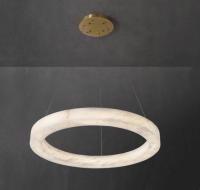 China Nordic Led Modern Ring Spanish Alabaster Stone Brass Pendant Lamp Chandelier For Living Room for sale