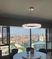 China Nordic Led Modern Ring Spanish Alabaster Stone Brass Pendant Lamp Chandelier For Living Room for sale