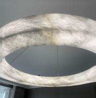 China Nordic Led Modern Ring Spanish Alabaster Stone Brass Pendant Lamp Chandelier For Living Room for sale