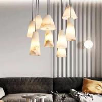 China SpanishNatural Alabaster Lamp Modern and Minimally Designed Marble Pendant Lamp Villa Living Room Bedroom Creative chand for sale