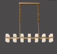 China Custom Dining Room Bar Rectangle Ceiling Luxury Alabaster Decorative Chandelier Gold Brass Pendant Light for sale