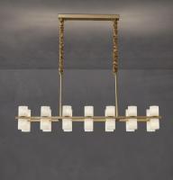 China Custom Dining Room Bar Rectangle Ceiling Luxury Alabaster Decorative Chandelier Gold Brass Pendant Light for sale