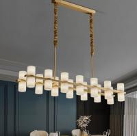 China Custom Dining Room Bar Rectangle Ceiling Luxury Alabaster Decorative Chandelier Gold Brass Pendant Light for sale