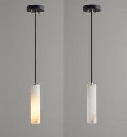 China Luxury lighting fixturesArt creative designer alabaster chandelier hotel lobby dining room long strip marble pendant lig for sale