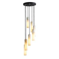China Luxury lighting fixturesArt creative designer alabaster chandelier hotel lobby dining room long strip marble pendant lig for sale