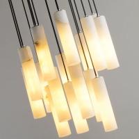 China Luxury lighting fixturesArt creative designer alabaster chandelier hotel lobby dining room long strip marble pendant lig for sale