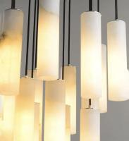 China Luxury lighting fixturesArt creative designer alabaster chandelier hotel lobby dining room long strip marble pendant lig for sale