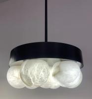China luxury  House Spanish Alabaster Chandelier Living Room Brass Round Marble Ball Dining Room Bedroom Lighting for sale