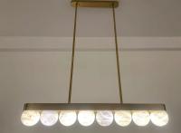 China luxury  House Spanish Alabaster Chandelier Living Room Brass Round Marble Ball Dining Room Bedroom Lighting for sale