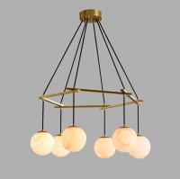 China Modern Round Alabaster Pendant Light Study Living Room Dining Room Art Hanging Trendy Decoration Chandelier for sale