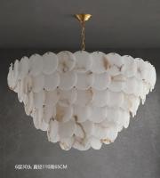 China Modern Lighting Fixtures Luxury Restaurant Bar Indoor Large Marble Chandelier For Living Room Simple Alabaster Chandelier D60CM for sale