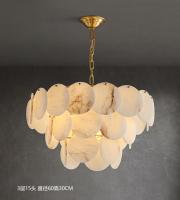 China Modern Lighting Fixtures Luxury Restaurant Bar Indoor Large Marble Chandelier For Living Room Simple Alabaster Chandelier D60CM for sale