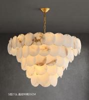 China Modern Lighting Fixtures Luxury Restaurant Bar Indoor Large Marble Chandelier For Living Room Simple Alabaster Chandelier D60CM for sale
