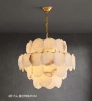 China Modern Lighting Fixtures Luxury Restaurant Bar Indoor Large Marble Chandelier For Living Room Simple Alabaster Chandelier D60CM for sale