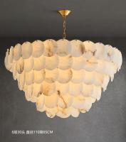 China Modern Lighting Fixtures Luxury Restaurant Bar Indoor Large Marble Chandelier For Living Room Simple Alabaster Chandelier D60CM for sale