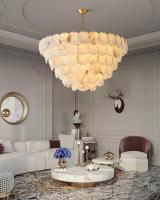 China Modern Lighting Fixtures Luxury Restaurant Bar Indoor Large Marble Chandelier For Living Room Simple Alabaster Chandelier D60CM for sale