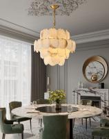China Modern Lighting Fixtures Luxury Restaurant Bar Indoor Large Marble Chandelier For Living Room Simple Alabaster Chandelier D60CM for sale