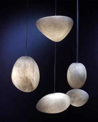 China Combination Irregular  Customized Moden Alabaster Decorative Chandelier To Family Hotel Cofeshop Linear Art Chandelier for sale