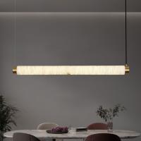 China Modern Minimalist Designer Creative Long Cylinder Natural Alabaster Hanging Lights Luxury LED Restaurant Bar Decoration Alabaster Lights for sale