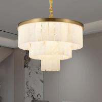China Modern Home Decor Brass Chandelier Alabaster Marble Shade Hotel Restaurant Room Pendant Lamp  Lightings Fancy Lights for sale