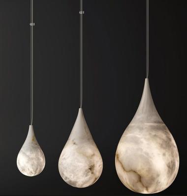 China Creative Alabaster Villa Hotel Bedroom Bar Spherical Raindrop Modern Decoration LED Chandelier Marble Light for sale