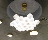 China Custom Round Alabaster Ball Stairs Decorative Chandelier Natural Marble Led Chandelier Lighting for sale