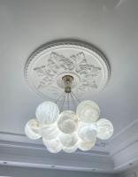 China Custom Round Alabaster Ball Stairs Decorative Chandelier Natural Marble Led Chandelier Lighting for sale
