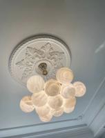 China Custom Round Alabaster Ball Stairs Decorative Chandelier Natural Marble Led Chandelier Lighting for sale